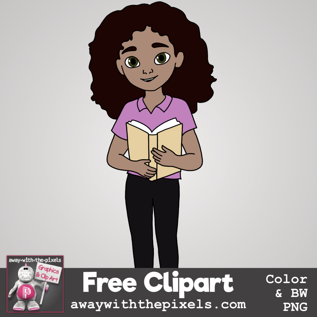 Girl With Book – Free Clipart for Teachers – Away With The Pixels