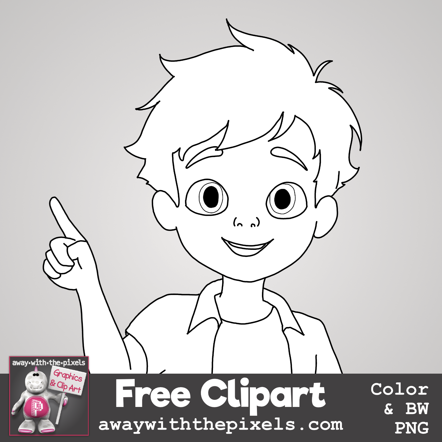 Boy Student Pointing – Free Clipart for Teachers – Away With The Pixels