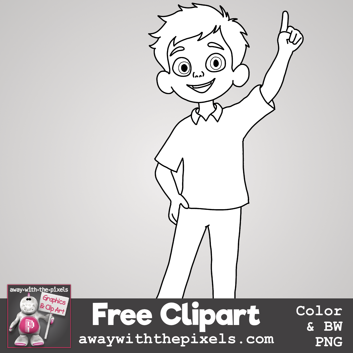 Boy Student Pointing Up – Free Clipart for Teachers – Away With The Pixels